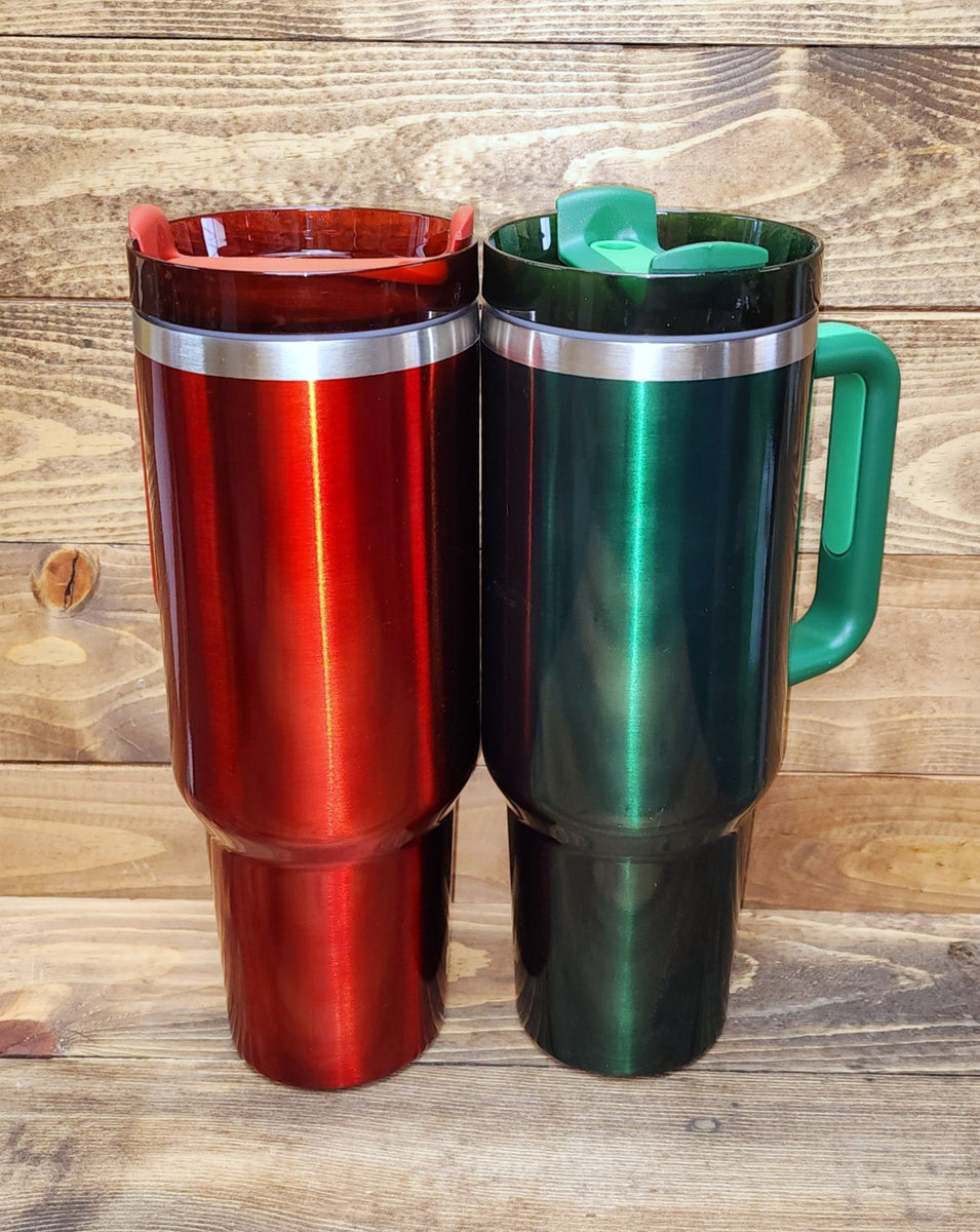 40oz Metallic with Handle - Laser Ready - Tumblers – TLC Ranch Designs
